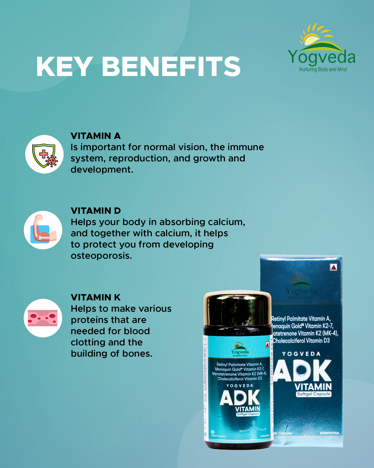 Best ADK Supplement For Multivitamins | Vitamin ADK (Softgel Capsule ...